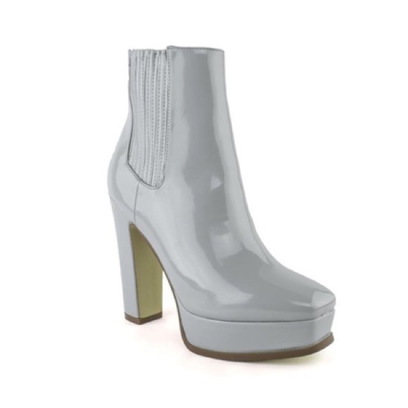 Shoes | Grey Patent Platform Bootie | Poshmark